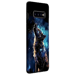 Galaxy S10+ Howling Wolf Space Galaxy Stars Wolves Animal Case