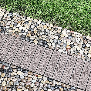 PURE ERA Natural Real Stone Interlocking Floor Deck Tiles Polish Pebble Tile Indoor Outdoor Use 12"x12" (4Pcs, 4 sq. Ft, Polished Mixed Color)- Great Upgrade to Patio Backyard Pathway