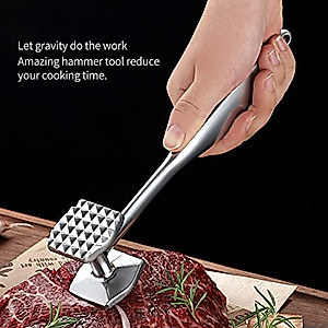 AOWOTO Meat Tenderizer Hammer Mallet Tool Pounder For Tenderizing Steak Beef And Poultry. With Rubber Comfort Grip Handle