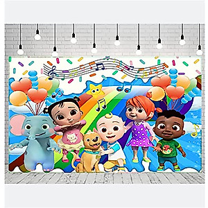 Cartoon Family Melon Backdrop for Birthday Party Supplies, 5 x 3 ft Cartoon Cocomelon Happy Birthday Banner Decorations, Baby Shower Birthday Party Decor Vinyl Background (cocomelon Backdrop)