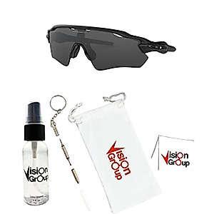 Oakley OO9208 Radar Ev Path Sunglasses+ Vision Group Accessories Bundle, mens(Matte Black/ Grey (920812)