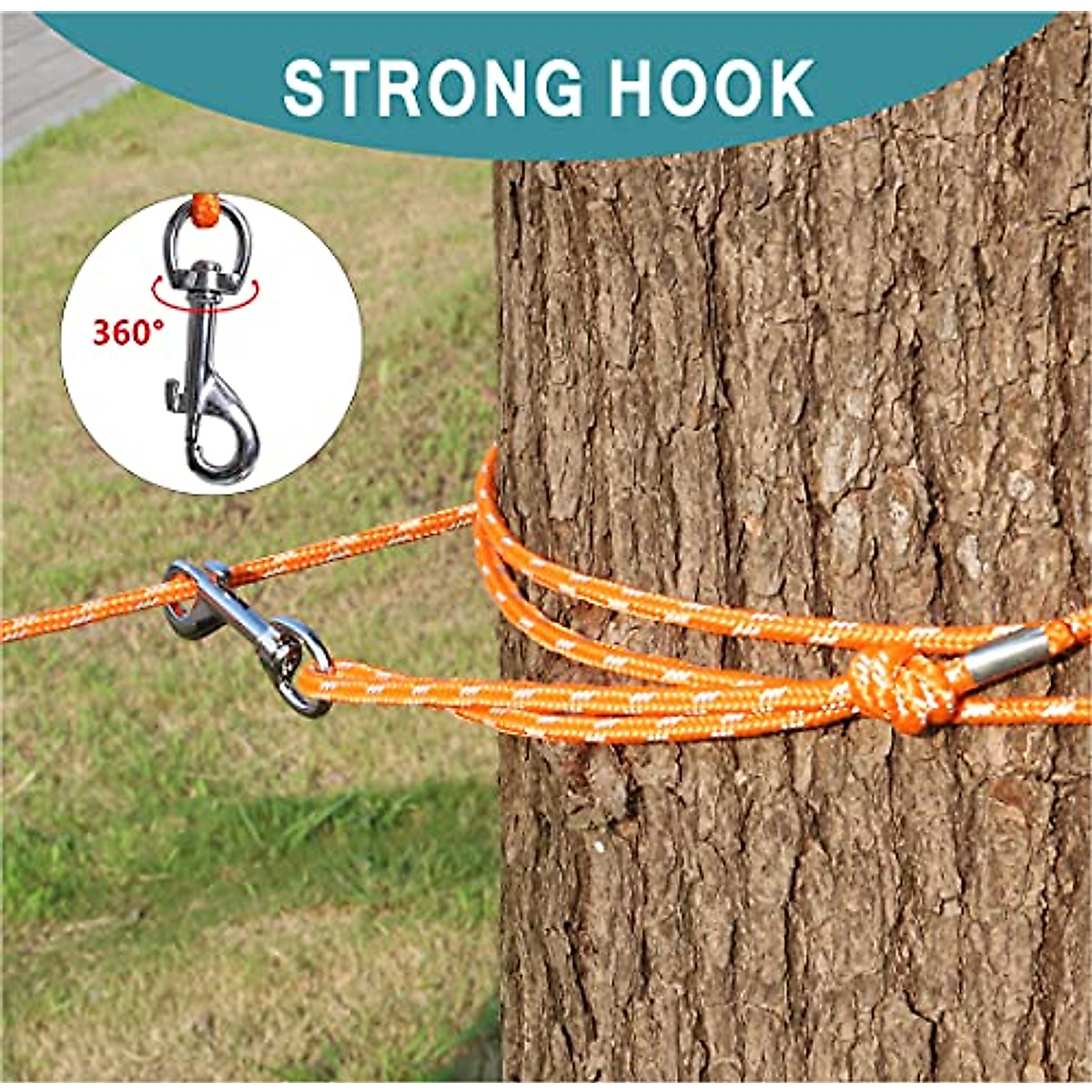 Reflective Cat Leash -30FT Cat Cable Out Leash Escape Proof Walking Leads Yard Long Leash Durable Safe Personalized Extender Leash Traning Play Outdoor for Puppies/Kittens/Rabbits/Small Animals
