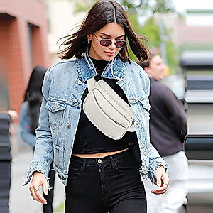 Fanny Packs for Women Fashion Waist Packs Pu Leather Belt Bag Slim Hip Bum bag for Travel Party Festival Walking(Women Waist Bags for Beige