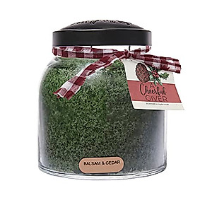 A Cheerful Giver - Balsam & Cedar - 34oz Papa Scented Candle Jar with Lid - Keepers of The Light - 155 Hours of Burn Time, Gift for Women, Green