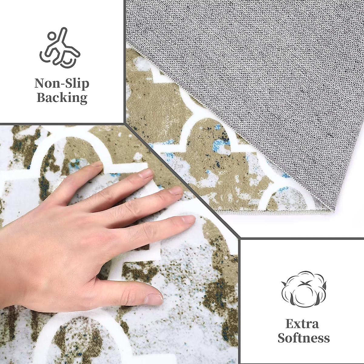 IMINROME Large Area Rug 8x10 Modern Geometric Area Rug Contemporary Abstract Indoor Rug Non-Slip Distressed Throw Rug Non Shedding Floor Carpet for Bedroom Nursery Kids Room, Multi Blue