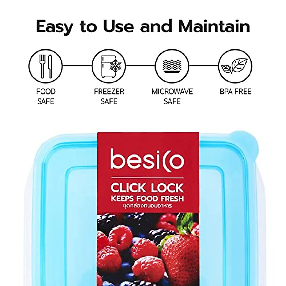 BESICO Airtight Food Containers Set with Lids, Reusable Meal Prep Containers for Freezer, Microwave & Dishwasher, BPA-Free Plastic Storage Containers with Lids, 3 Pack