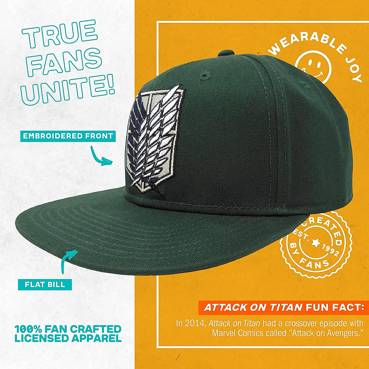 Ripple Junction Attack on Titan Hat, Season 3 Scout Regiment Shield Cap, Green