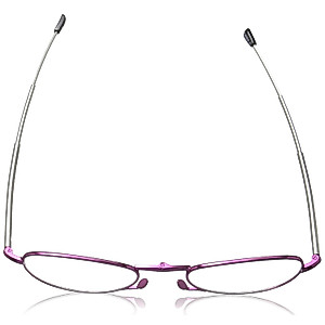 Foster Grant Gideon Rectangular Flat Micro Reading Glasses for Women, Magenta/Transparent, 64 mm + 1.5