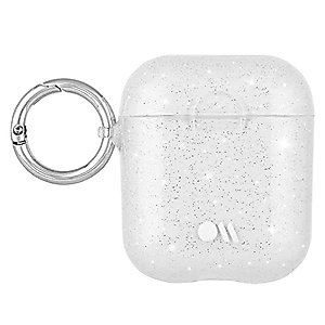 Case-Mate Protective AirPod Case Cover, Soft Silicone Cover with Keychain Ring for Men and Women, Compatible with Apple AirPods Series 1 & 2, Front LED visible - Crystal Clear