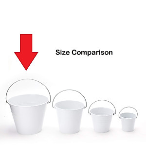 Simply Elegant Extra Large Metal Bucket with Handles (10"x10"x9") Multi-Purpose Buckets for Party Favor, Wedding Centerpiece, Garden Planters Goody Baskets, Christmas Decorations (White)