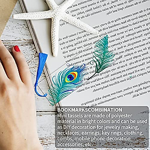 ECam 30 Pcs Acrylic Bookmark Blanks, Clear Acrylic Bookmarks with Colorful Tassel, 3 Styles Acrylic Book Markers, DIY Acrylic Bookmarks, Transparent Bookmarks, 15 Color of Tassels/ Total 30 Pcs