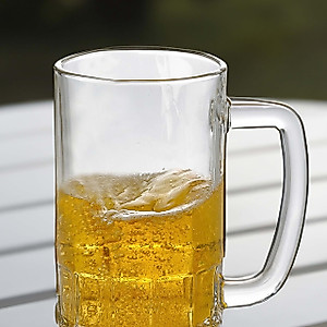 PARNOO Beer Glasses Set of 4 - Freezable 18 oz Glass Beer Mug Made for Cold Beverages - German-Style Beer Stein Mug for Homes, Pubs, Restaurants & More - Dishwasher-Friendly Beer Mugs With Handles