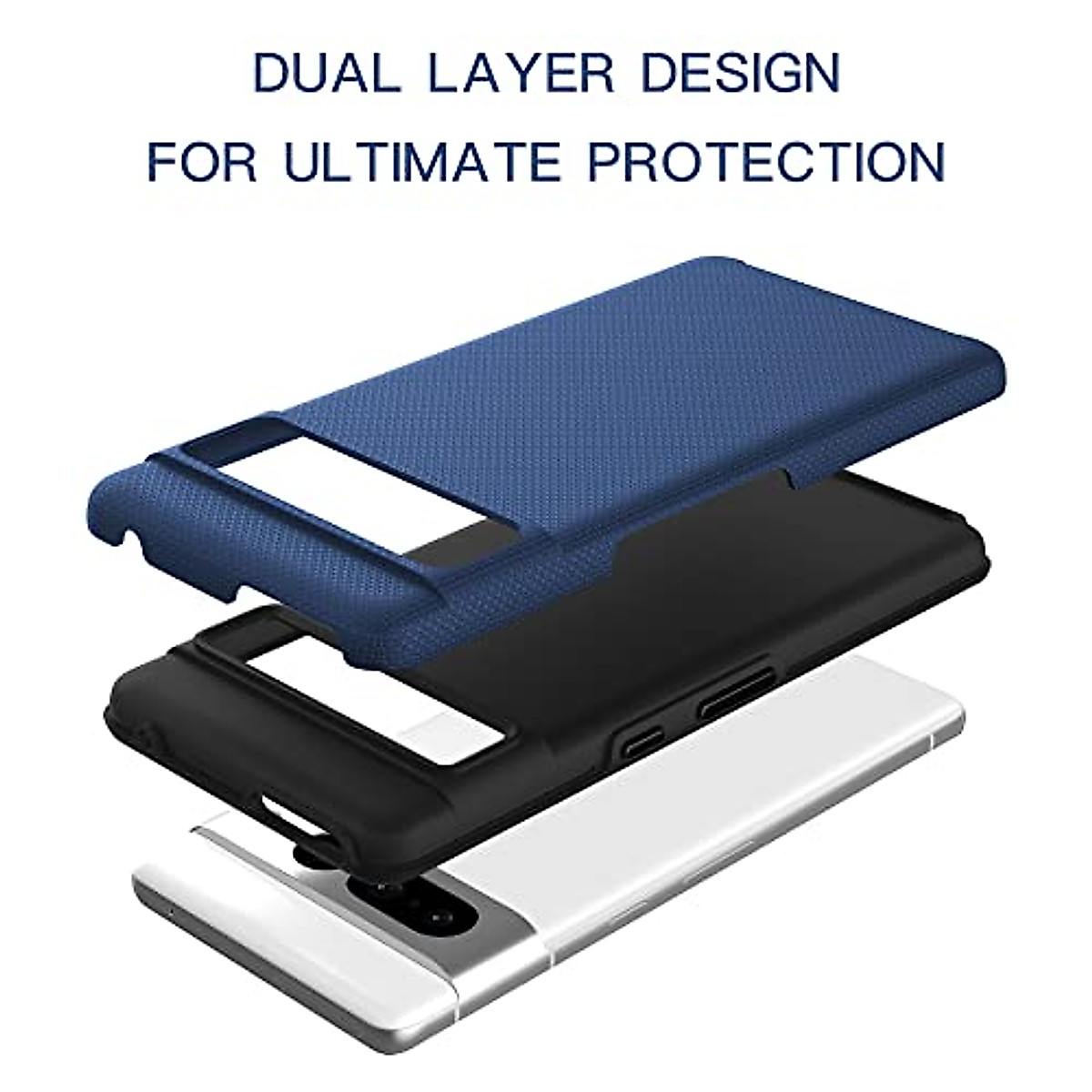 Google Pixel 7 Pro Case with Screen Protector, Dual Guard Shockproof Protection Military Grade Heavy Duty Dual Layer Case for Google Pixel 7 Pro (Blue)