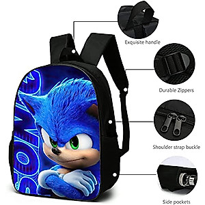 zhiming HedgeHog Cartoon Backpack for School,Teens Bookbag Game Laptop Bags Pack 3D Printed 17 Inch for Gift(so blue 2)