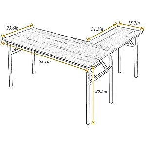 L Shaped Desk, Folding Computer Tables,55"x 55"Computer Corner Desk, Home Gaming Desk, Office Writing Workstation, Space-Saving, Easy to Assemble,Black