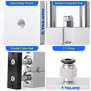 TAILONZ PNEUMATIC 10mm Bore 50mm Stroke Double-Rod Double-Acting Aluminum Pneumatic Air Cylinder TN10-50