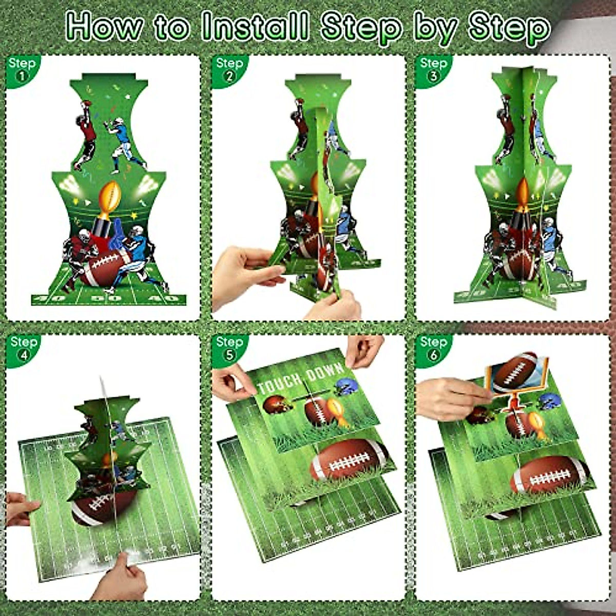 Super Football Bowl Party Decoration Football Cupcake Stand 3 Tier Dessert Tower Super Soccer Bowl Sports Stadium Decor Mini Cake Stand for Kids Boys Teenagers Sport Party Supplies