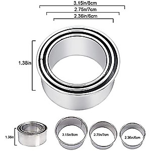 Biscuit Cutters, Round Cookie Cutters/Stainless Steel Dumpling Skin Cutters/Cake Pastry Cutters/Cake Cookie Scone Cutters Molds stamps for Cooking Baking (3Pcs, Plain Edge)