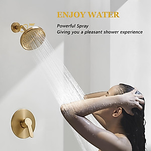 Tohlar Gold Shower Faucet Set with Tub Spout, Bathtub and Shower Faucet Combo Kit & Tohlar Brushed Gold Kitchen Faucet Single Handle High Arc Kitchen Faucets