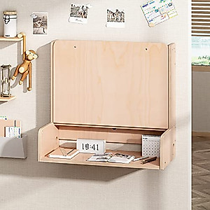 Foldable Wall Desk,Wooden Wall Computer Desk with Adjustable Shelves, Wall Mounted Folding Table with Storage for Small Spaces, Space Saving Floating Corner Desk, Wall Table(White)