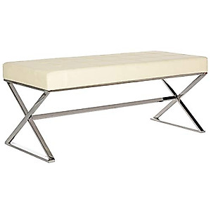 Safavieh Home Collection Micha Modern Glam Cream Bench