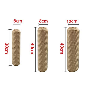 GSHLLO 60 PCS Assorted Size Wooden Dowels Pins Wood Grooved Plugs for Furniture Woodwork