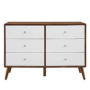 Modway Transmit Mid-Century Modern 47" Wood Dresser in Walnut White