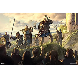 Laminated Assassins Creed Valhalla Merchandise Raid Party Video Game Video Gaming Gamer Collectibles Viking Eivor Varinsdottir Large Dry Erase Sign 36x54