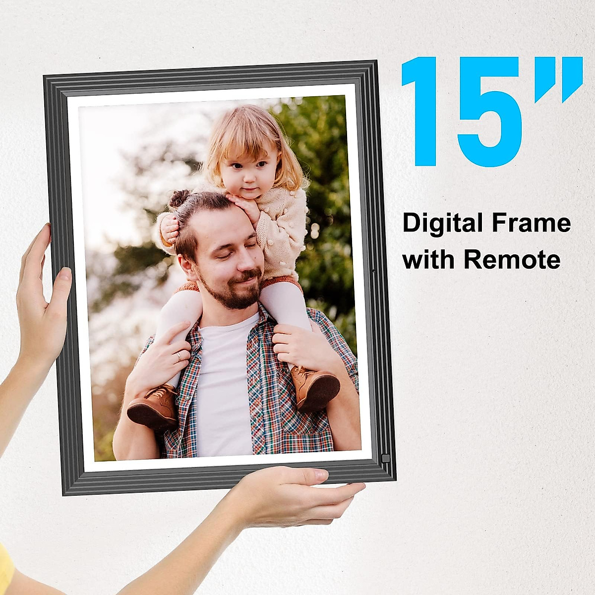 Digital Picture Frame 15-Inch Large Digital Photo Frame - 32GB WiFi Fullja Smart Frame, Remote Control, Full Function, Share Photos via App Email, Unlimited Cloud Storage, Wall Mounted for Home Decor