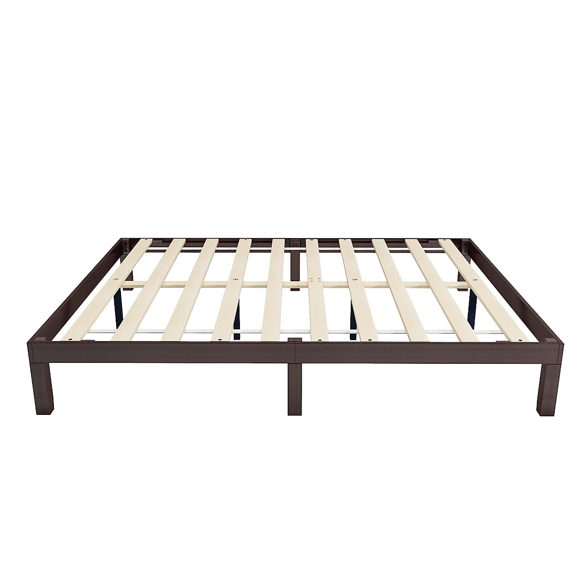 Harper & Bright Designs Queen Size Platform Bed Frame, Minimalist Wood Queen Bed Frames with Strong Center Support Feet, Queen Size Bed for Teens Adults,No Box Spring Needed,Easy Assembly,Dark Coffee