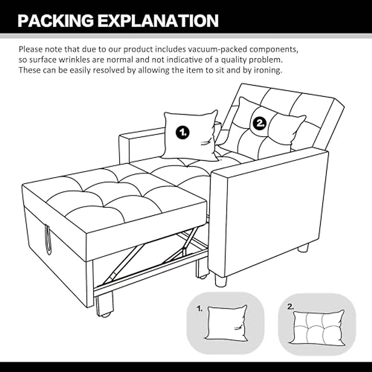 XSPRACER [Updated Convertible Chair Bed, Sleeper Sofa 3 in 1, Stepless Adjustable Backrest,Armchair, Sofa, Bed, PU Imitation, Brown, Single One