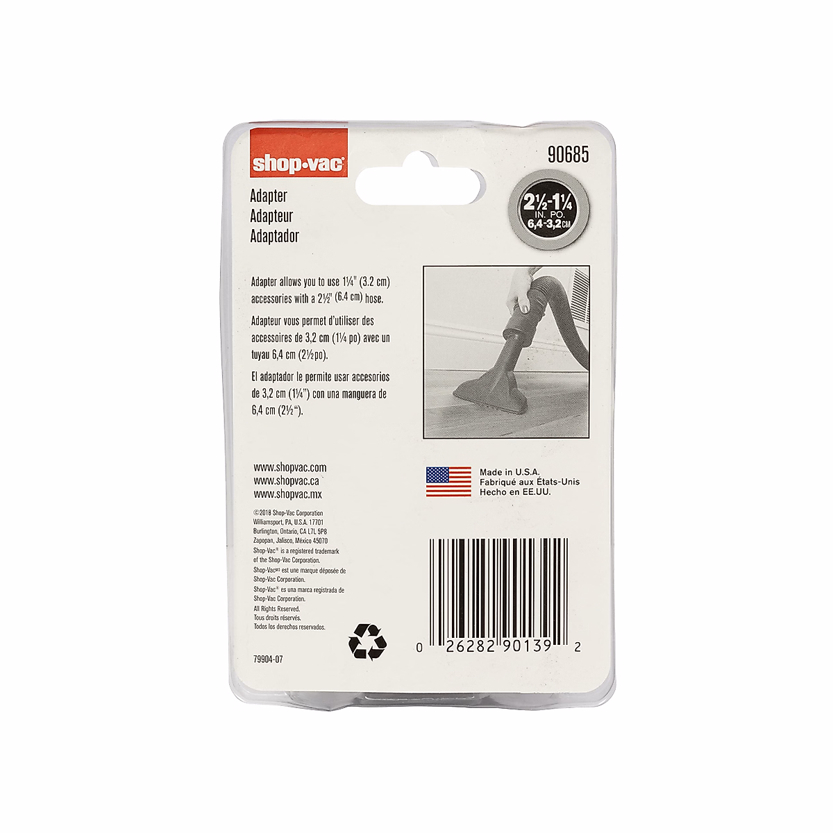 Shop-Vac 2-1/2" to 1-1/4" 906-85 Conversion Unit,Black