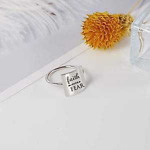 SIMONLY Faith Over Fear Ring&Be Still Ring&Have Faith Ring&Trust Gods Plan Ring&Trust In God Ring &God Is In Control Ring Inspirational Ring For Gift For Friends (Faith Over Fear, 7)
