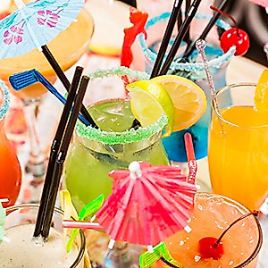 ALINK 500-Pack Black Flexible Drinking Straws, Plastic Disposable Bendy Straws - 7.75" x 0.23"