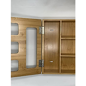 RUBY MAE BAMBOO BAG STORAGE ORGANIZER AND DISPENSER FOR SANDWICH, SNACK, QUART AND GALLON SIZE BAGS STORED IN KITCHEN DRAWER OR HANG ON WALL IN PANTRY