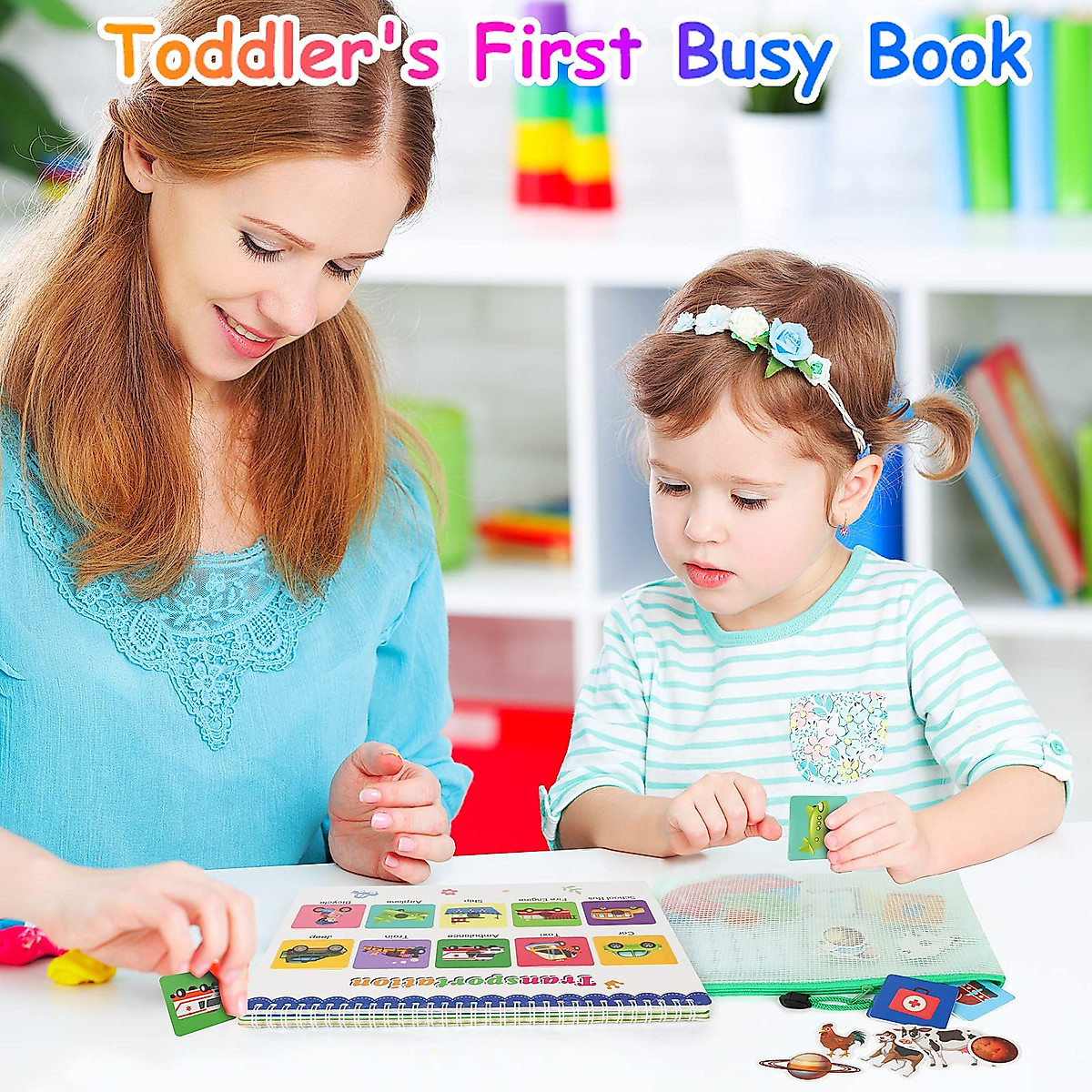 Busy Book for Kids, 14 Themes Toddler Preschool Learning Activities Montessori Toys, Autism Sensory Educational Toys, Early Learning Toys Book for Boys Girls Develops Fine Motor Skills