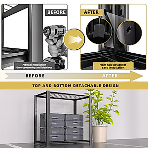 WOZBUD Wire Grid Shelves,Industrial Garage Storage Shelf,Heavy Duty Garage Shelving Unit, 2-Tier Adjustable Metal Shelf,20" H*20" W*12" D,Heavy Duty Shelving for Basement,Storage Room