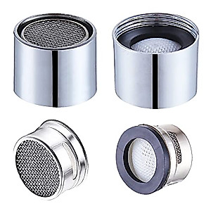 Faucet Aerator Female Thread Chrome Solid Brass Kitchen Sink Aerator and Bathroom Sink Filter, 55/64in Aerator For Sink Faucet with Gasket for Kitchen and Bathroom(4Pcs)