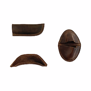 Hide & Drink, Rustic Leather Hot Handle Holders (Set of 3) Panhandle, Side Kick, Assist Grip for Cast Iron Skillets & Pans, Double Layered, Handmade Includes 101 Year Warranty :: Bourbon Brown