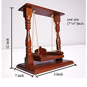 Wooden Laddu Gopal Jhula | Shri Krishna Jhula | Wooden Kanhajj Jhula (Brown, 12x11x7), Seat Size :- (7"X5")