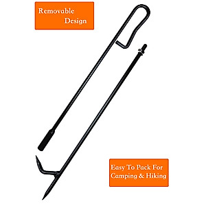 Fire Poker for Fire Pit. Fireplace Poker with Upgrade Removable Design. Premium Solid Steel Fire Pit Poker is The Best Fire Pit Accessories for Fireplace Camping Wood Stove Indoor and Outdoor Black
