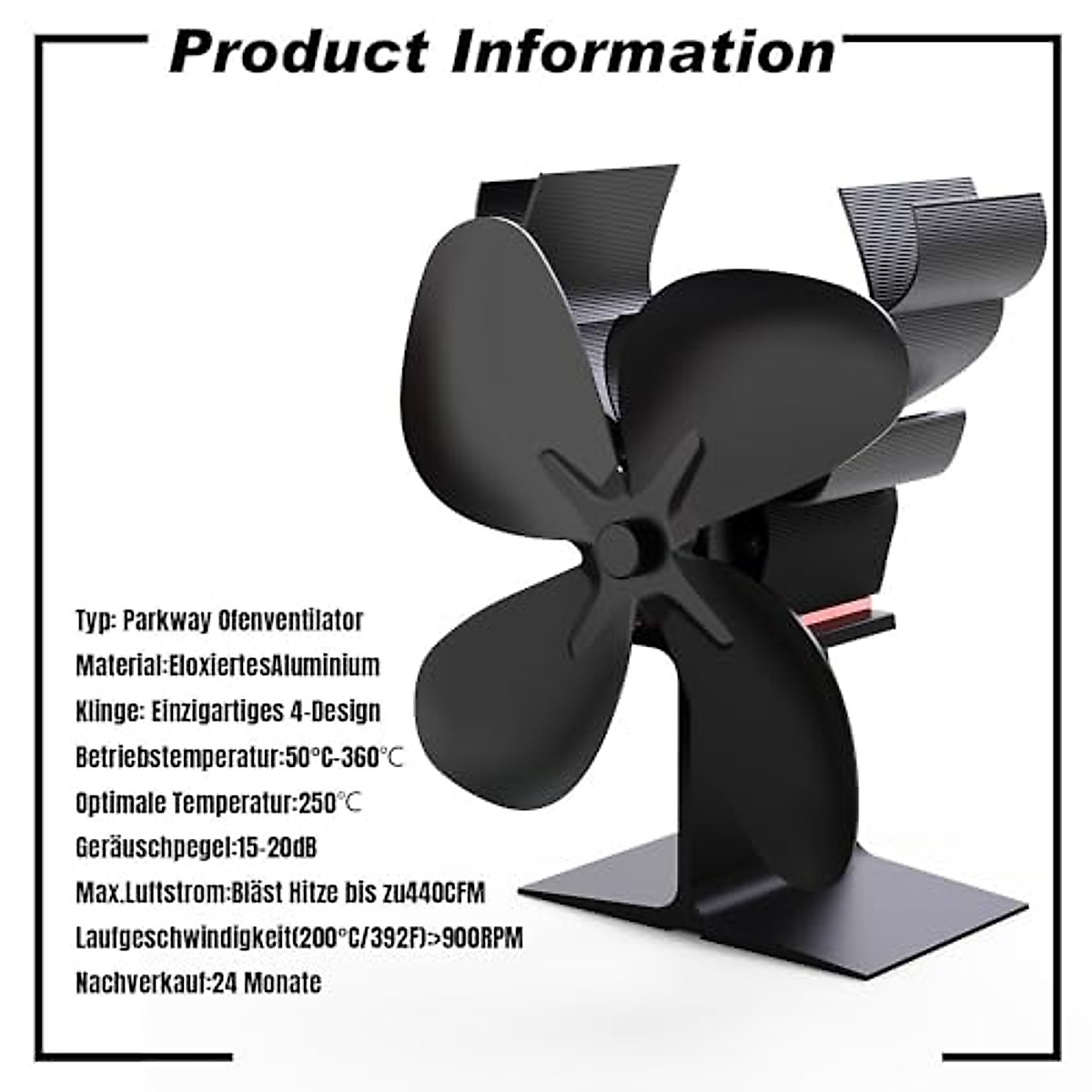 Surakey Wood Stove Fan for Heater, Heat Powered 4 Blade Non Electric Fireplace Fan with Bracket Reindeer Shape Heater, for Wood Log Burner Stove/Fireplace Camping Outdoor/Indoor Use (Green)