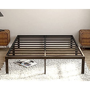 Eavesince King Bed Frame 14 Inch High Max 1000 Pound Steel Slat Support Heavy Duty Sturdy Metal King Size Platform No Box Spring Needed Easy Assembly Noise Free Black
