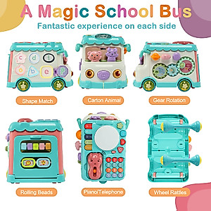 School Bus Toy with Music and Light, Intellectual Baby Girl Toys, Musical Toys for Toddlers 1-3, Learning Toys for Infant 18 Month, 2 3 Year Old Boys Girls