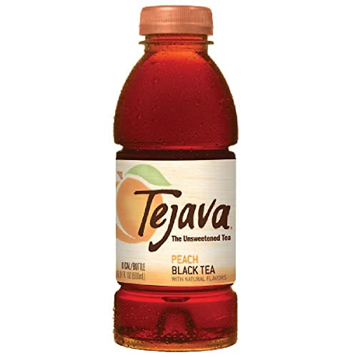 Tejava Peach Black Tea, 6 Pack 16.9 oz PET, Unsweetened, Ready-to-Drink Premium Iced Tea