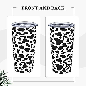 IYERSKD Cow Print Black and White 20 oz Stainless Steel Tumbler Vacuum Insulated Leakproof Travel Mug for Car Office Gym