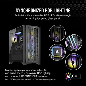 Corsair Vengeance i7400 Series Gaming PC - Liquid Cooled Intel® Core™ i7 13700K CPU - NVIDIA® GeForce RTX™ 4080 Graphics - 32GB Vengeance RGB DDR5 Memory,Black