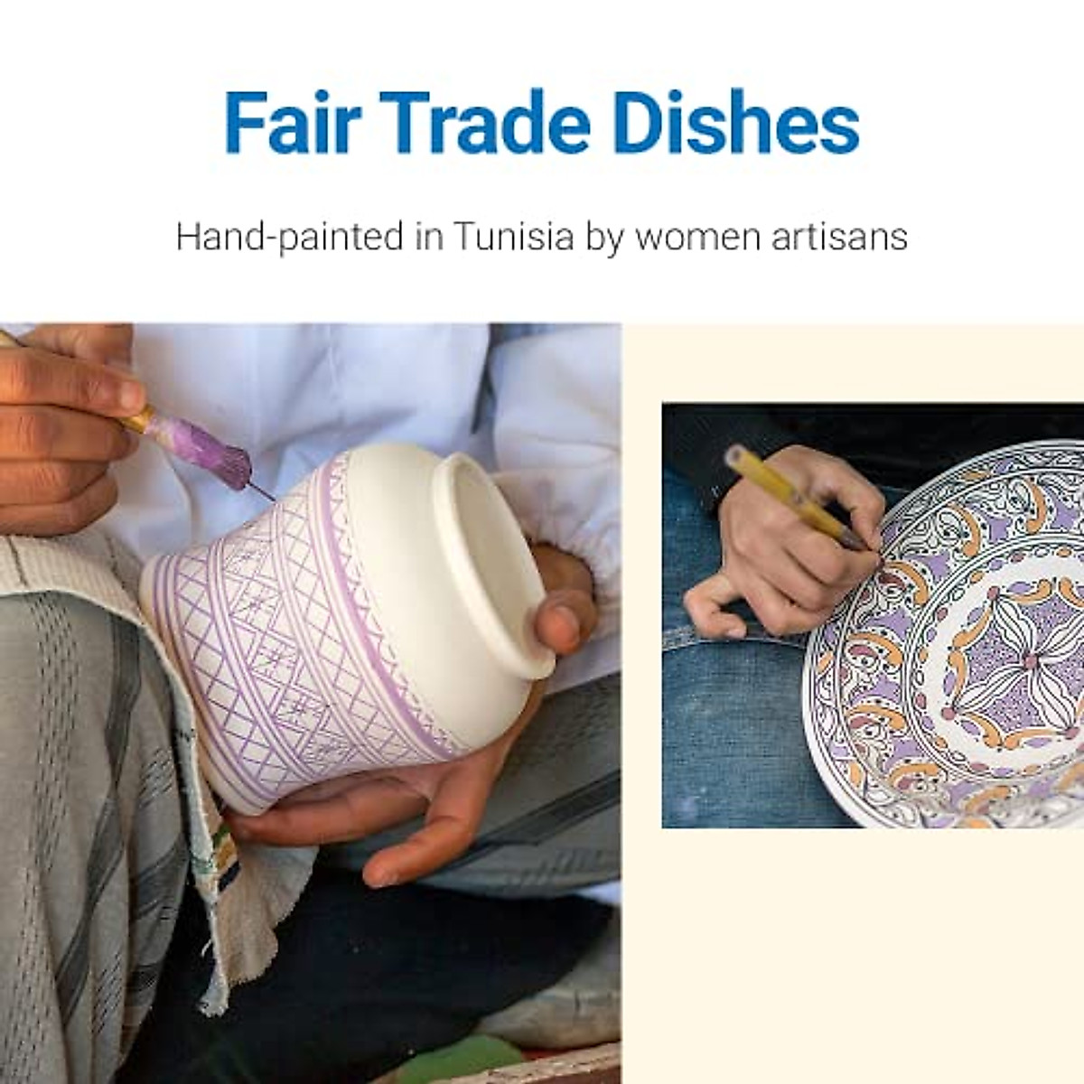 KAMSAH Plate Set & Serving Platter, Custom Hand-Painted Ceramic Appetizer Hamsa Tray Serving Dishes for Celebrations, Parties and Events (Hand - Large, Turquoise)