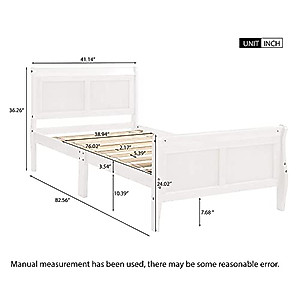 Harper & Bright Designs Wood Platform Bed Twin Bed Frame Mattress Foundation Sleigh Bed with Headboard/Footboard/Wood Slat Support