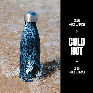 S'well Stainless Steel Water Bottle - 17 Fl Oz - Azurite Marble - Triple-Layered Vacuum-Insulated Containers Keeps Drinks Cold for 36 Hours and Hot for 18 - with No Condensation - BPA-Free